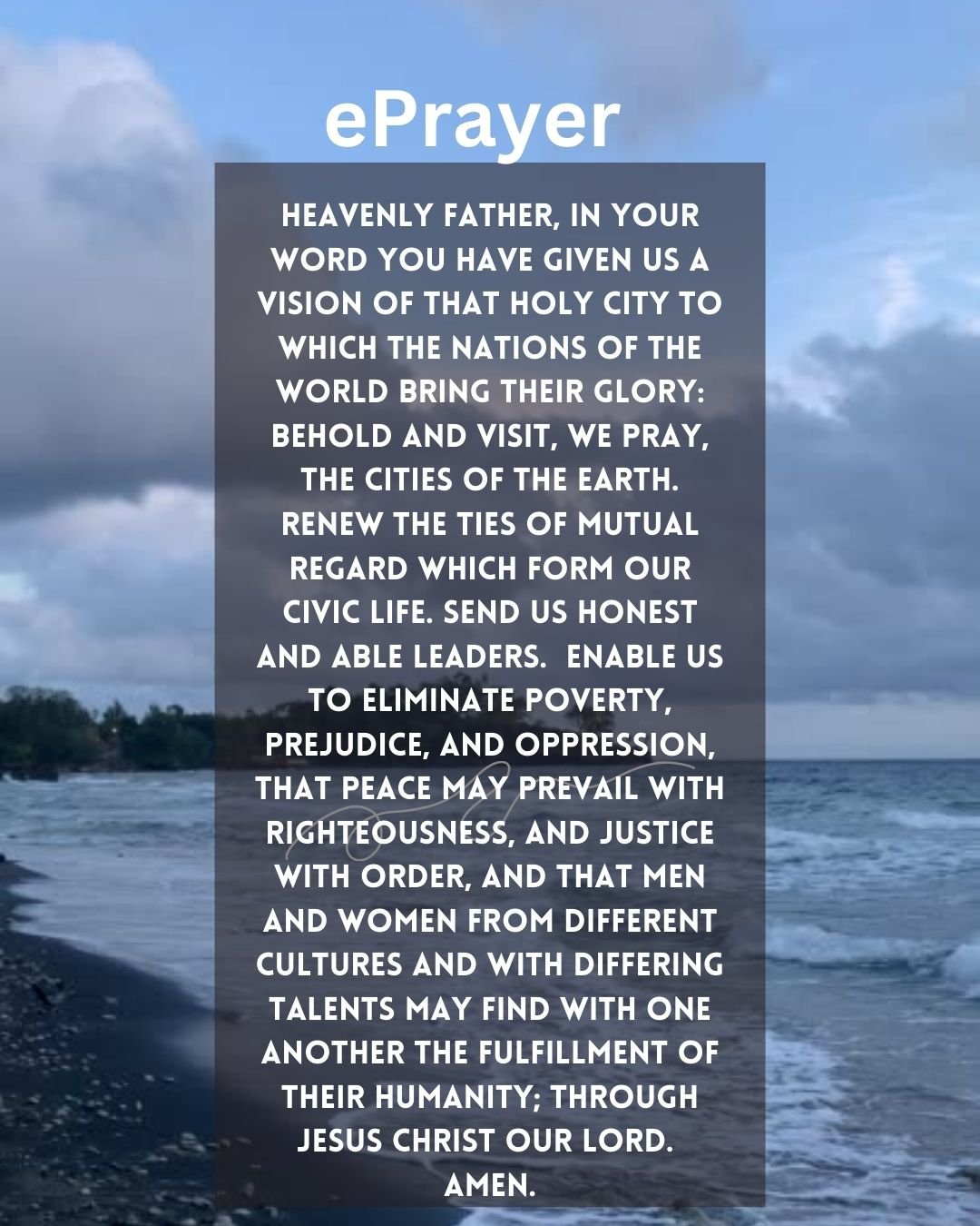 alt tag: #ePrayer for A Vision and Guide for the Cities of the Earth